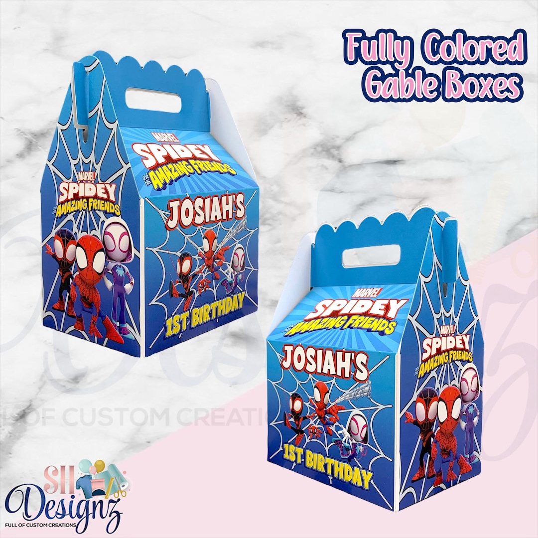 Spidey and His Amazing Friends Birthday Party Gable Boxes, Spidey Party, Spidey Birthday Spray ...