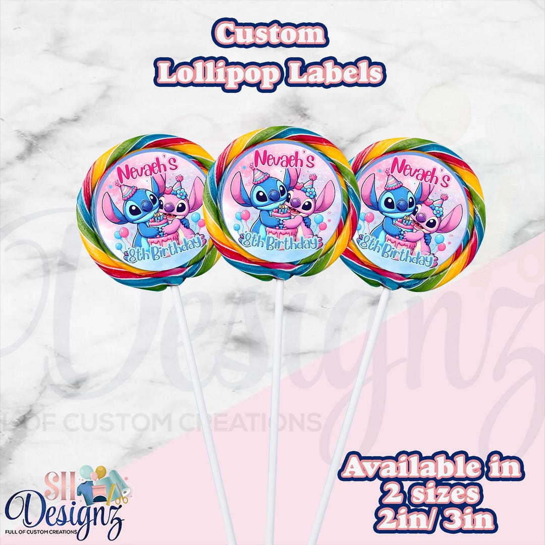 Stitch Birthday Lollipop Labels, Stitch and Angel Birthday Party, Lilo ...