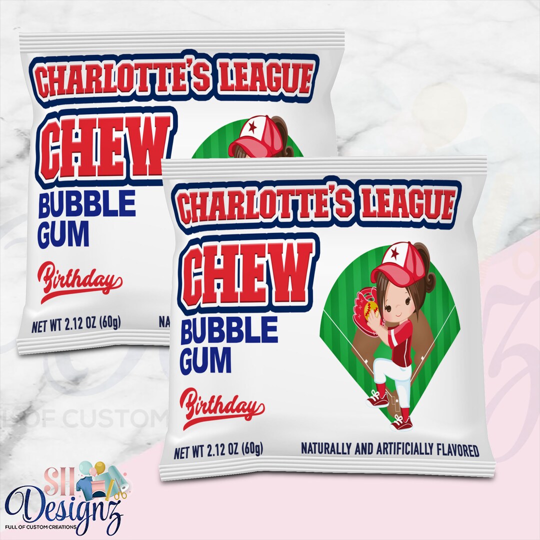 Softball Bubble Gum - Softball Party - Softball Birthday - Softball ...