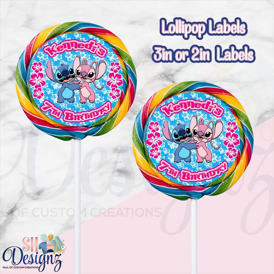 Stitch Birthday Lollipop Labels, Stitch and Angel Birthday Party, Lilo ...