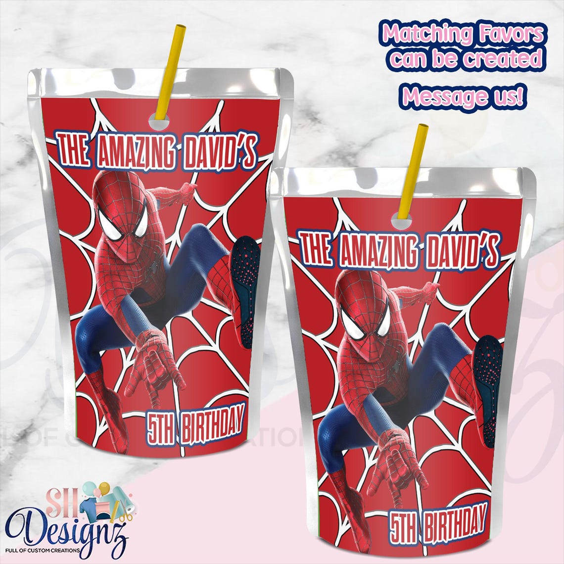 Spiderman Birthday Party Juice Labels Favors Treats, Spiderman Party ...