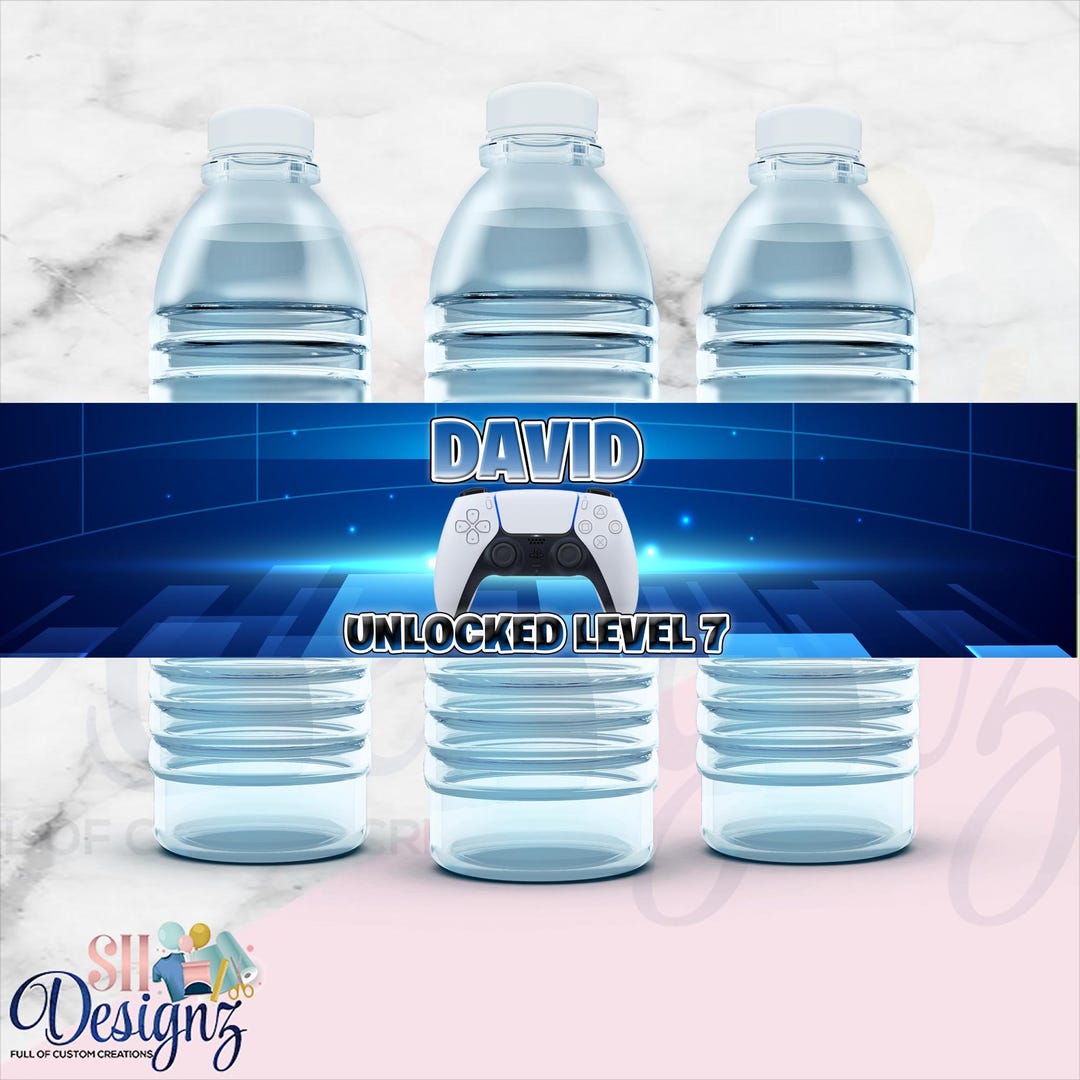 Video Gamer Water Bottle Labels, Video Game Birthday Party, Video Gamer ...