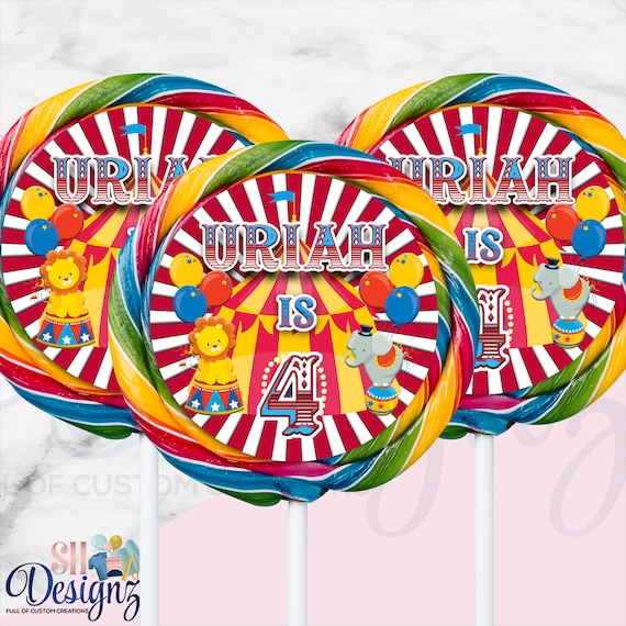 Circus Lollipop Labels Circus Party Circus Party Carnival Birthday Party Carnival Theme Circus Birthday Theme Etsy