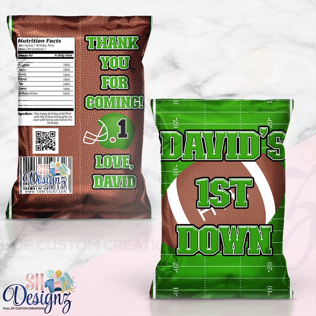 Football Chip Bags Birthday Party, Football Party, Football Theme ...
