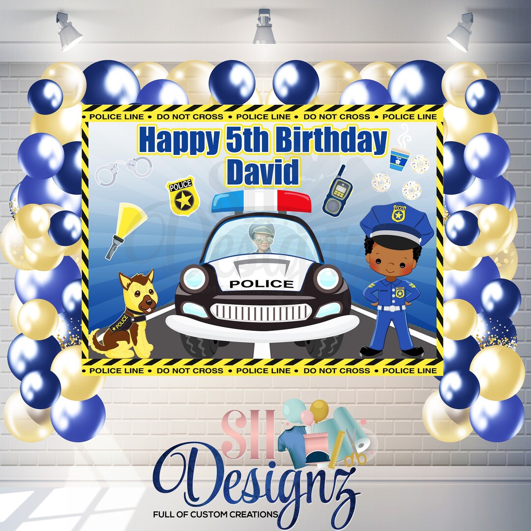 Police Birthday Backdrop Banner- Police Backdrop Banner- Police Banners ...