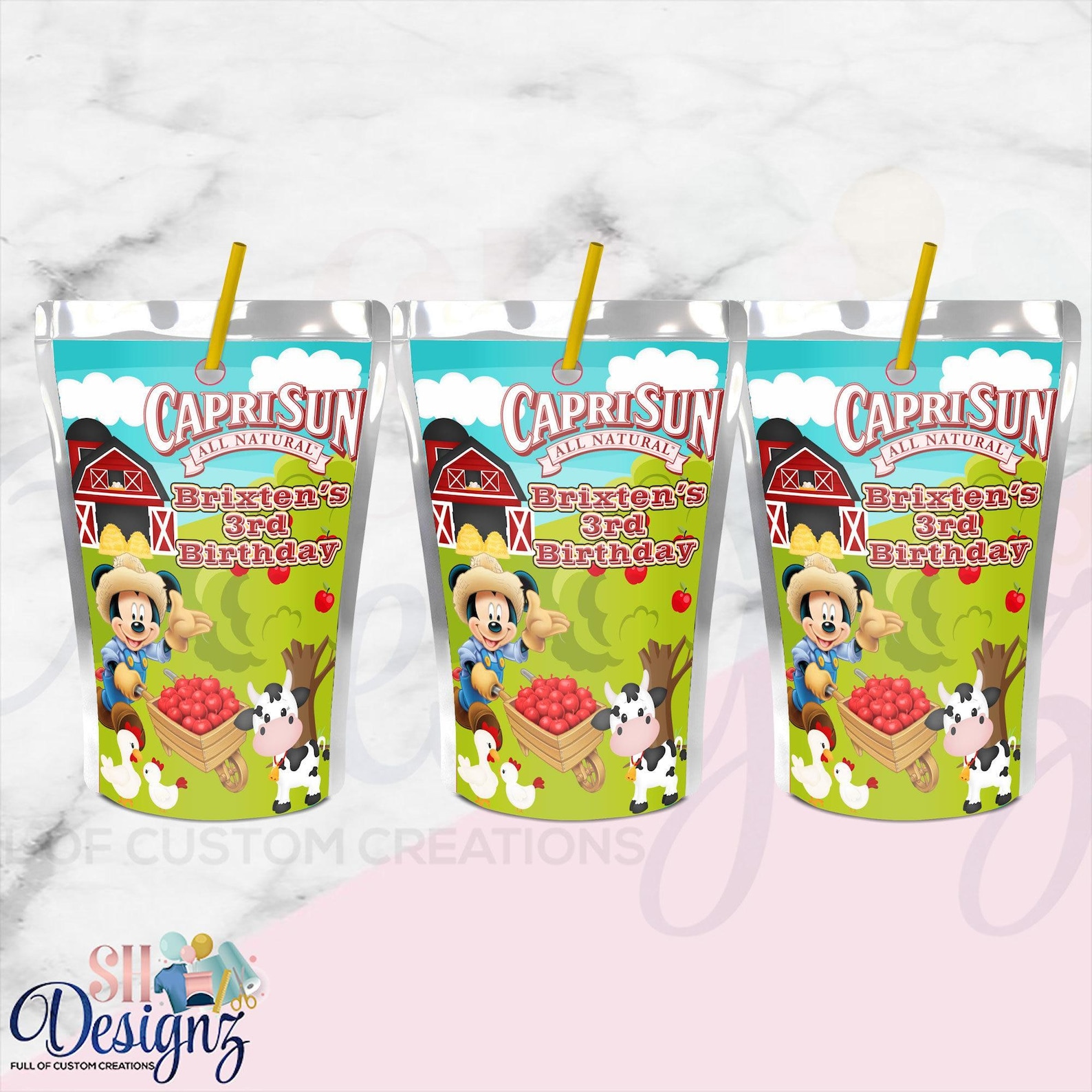 Mickey Mouse Juice Labels: Farmer Theme Party Stickers - Etsy