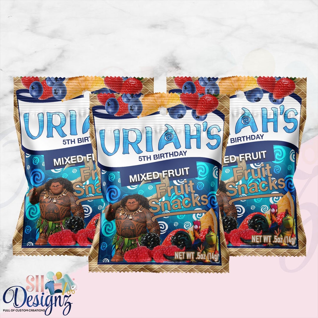 Moana Birthday Party Fruit Snacks- Maui Birthday Party Themed Favors ...