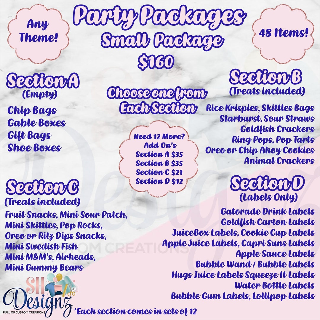 SHD Small Party Package - Snack Favors - Party Favors - Candy Favors ...