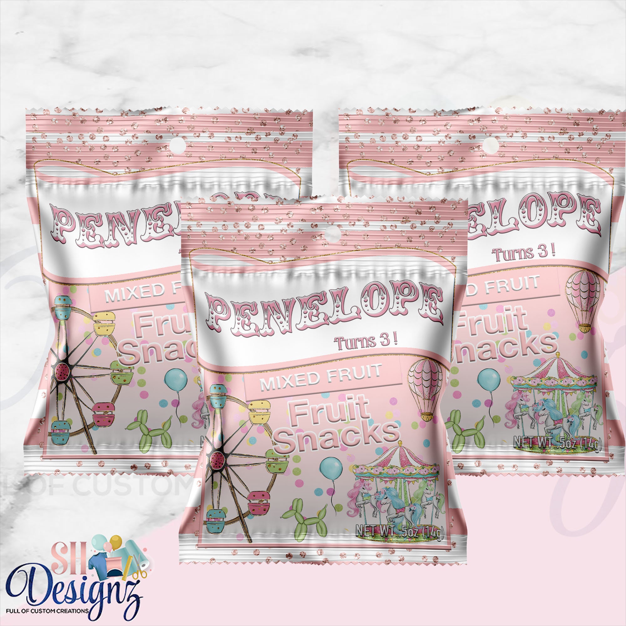 Carnival Pink Fruit Snacks Circus Pink Party Circus Party - Etsy