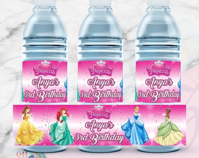 Princess Birthday Drink Labels Princess Birthday Juice Labels Princess ...