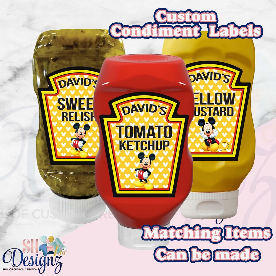 Mickey Mouse Hot Dog Labels: Cute Condiment Tags for Parties - Etsy