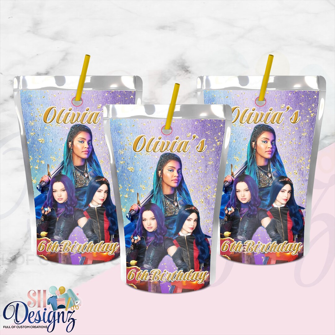 Descendants Theme Birthday Party Drink Labels, Descendants 2 Party ...