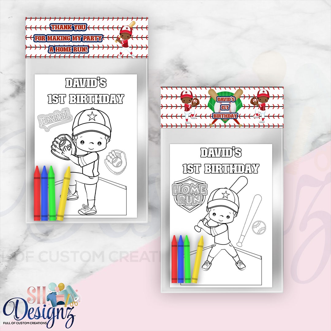 Baseball Coloring Packs Birthday Party, Baseball Party, Baseball Theme ...