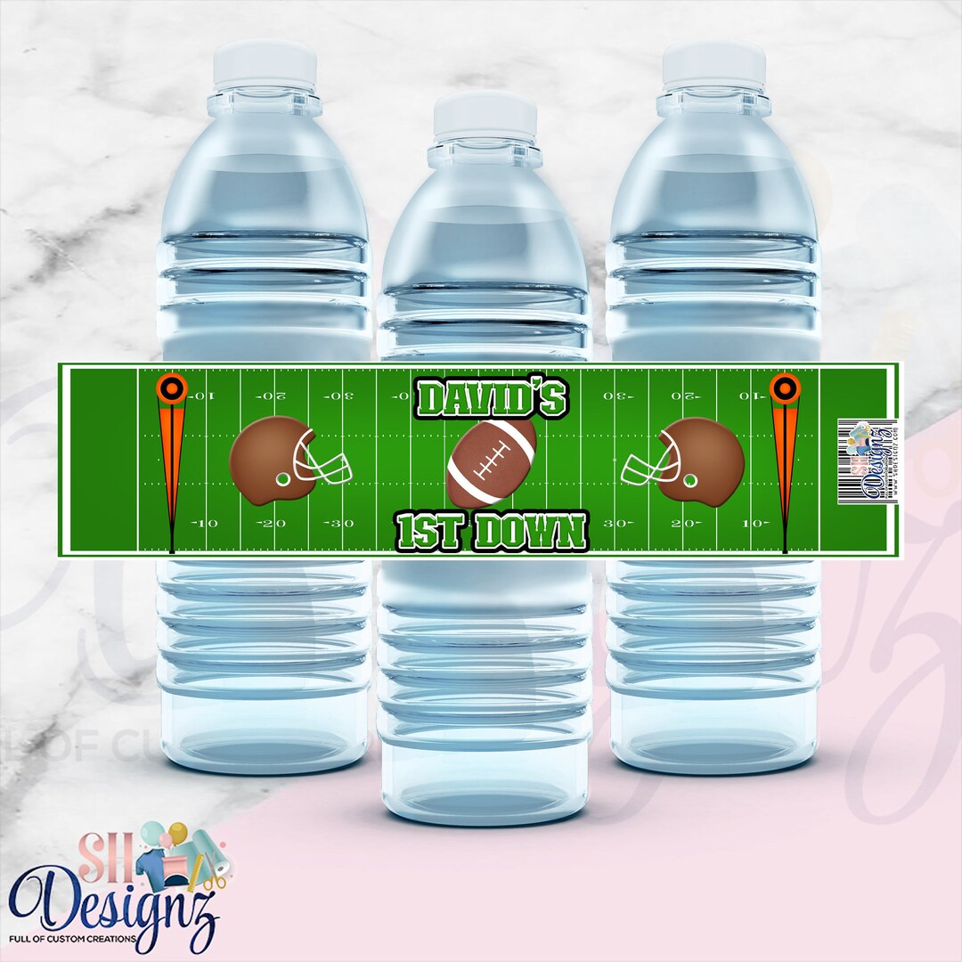 Football Birthday Party Water Labels , Football Favors Treats, Football ...