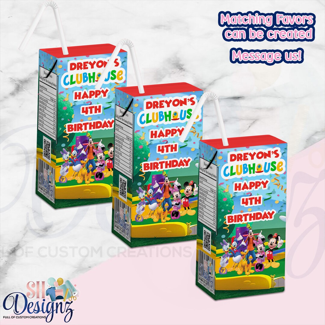 Mickey's Clubhouse Birthday Party Juice Box, Mickey's Clubhouse Party ...