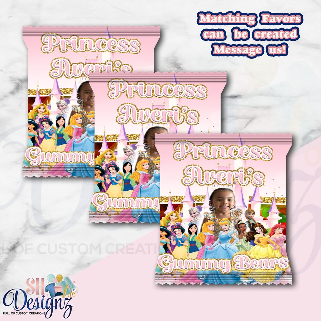Princess Birthday Party Gummy Bears, Princess Party Treats, Princess ...