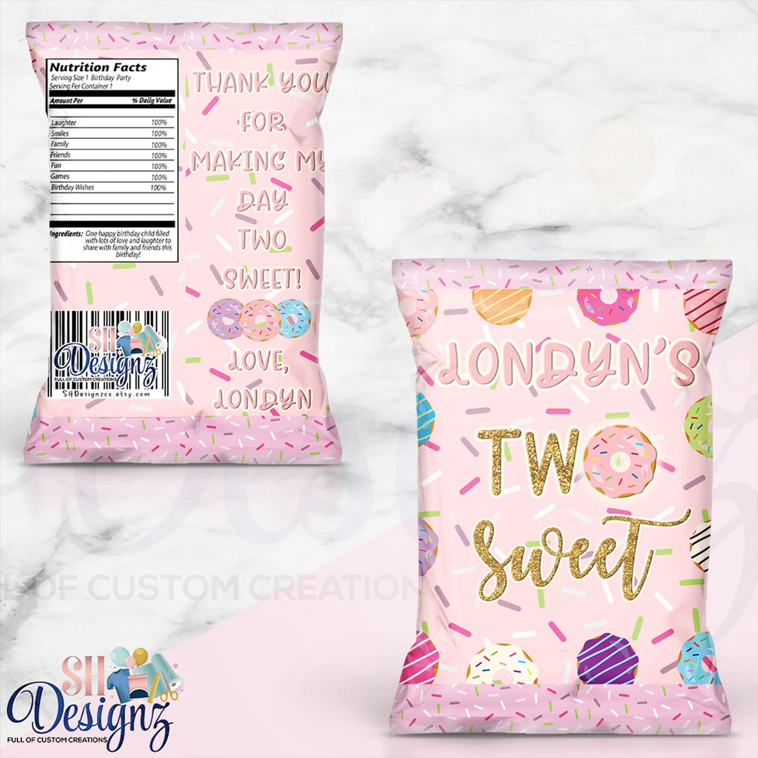 Two Sweet Chip Bags Two Sweet Party Two Sweet Birthday Party donut ...