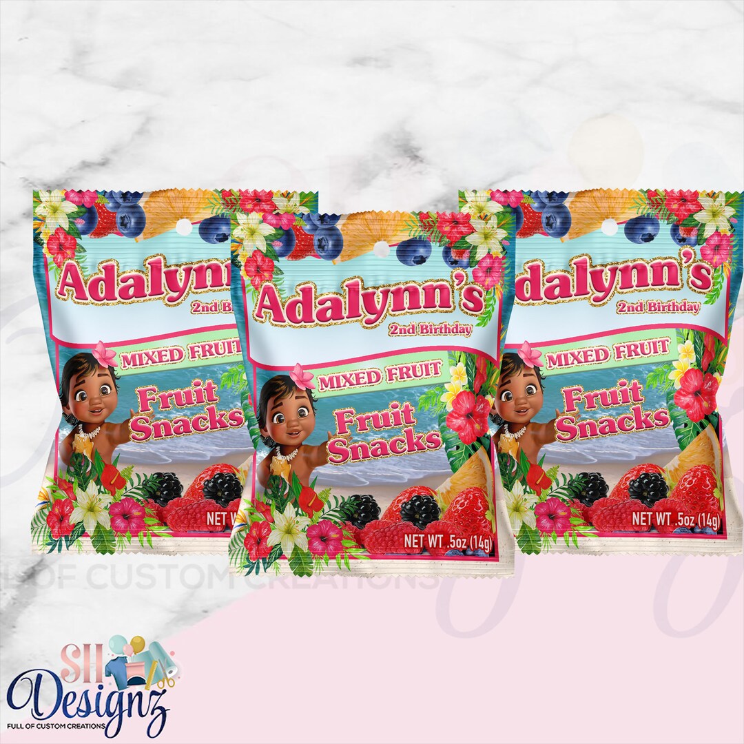 Moana Birthday Party Fruit Snacks Maui Birthday Party Themed Favors ...
