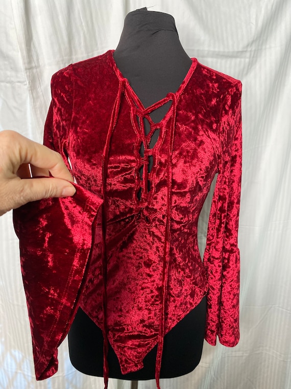 Womens velvet red bodysuit - Gem