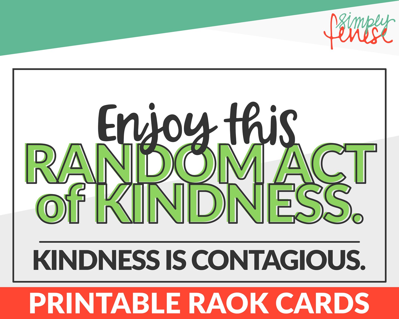 Printable Random Act Of Kindness Cards Raok Diy Printable Etsy
