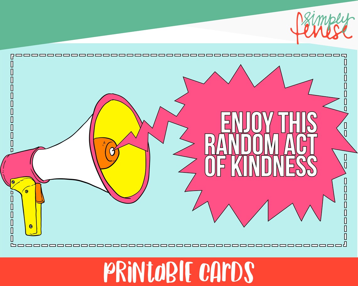 Printable Random Act Of Kindness Cards Raok Diy Printable Etsy