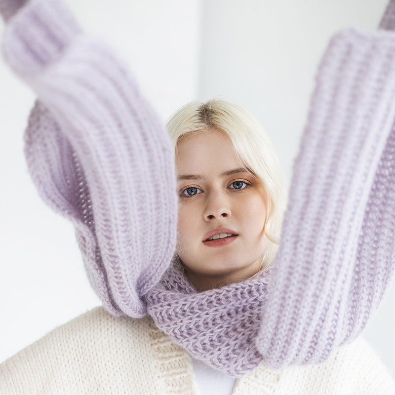 Knit Scarf Purple - Etsy