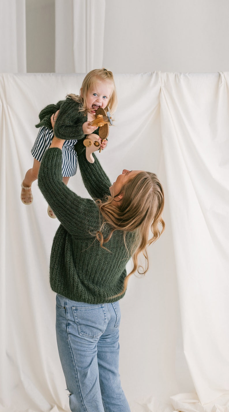 Matching Mommy and Me Mohair Cardigans, Mother Daughter Alpaca Sweaters ...