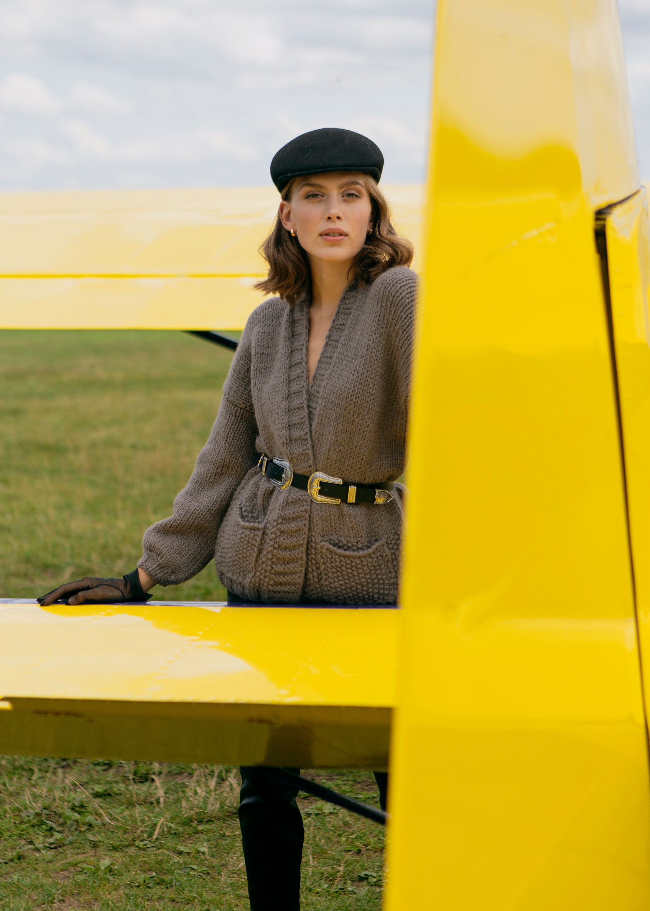 Oversize cable knit cardigan with pockets chunky knit brown | Etsy