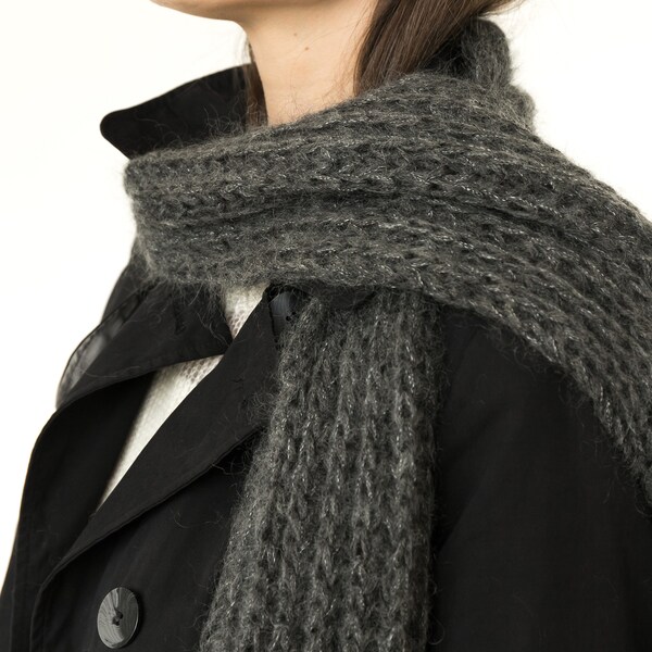 Gray Knitted Scarf - Etsy