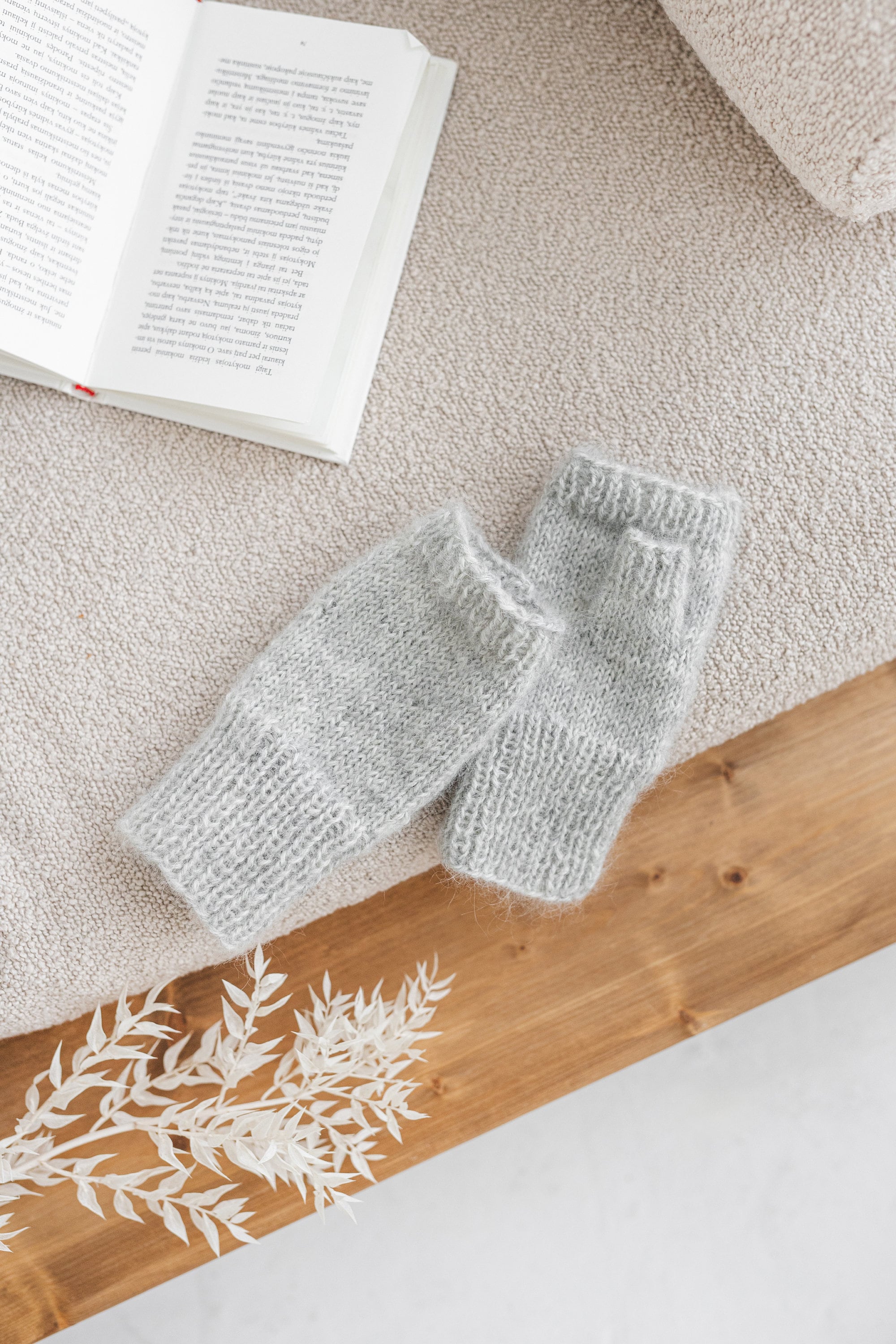 Brown Mohair Cable Knit Fingerless Mittens, Camel Taupe Women Knitted ...