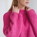 Pink Oversized Sweater, Cerise Red Knitted Jumper, Rose Pink Cable Knit ...