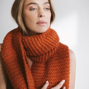 Orange Alpaca Wool Scarf, Chunky Knit Long Squash Scarf, Rust Oversize ...