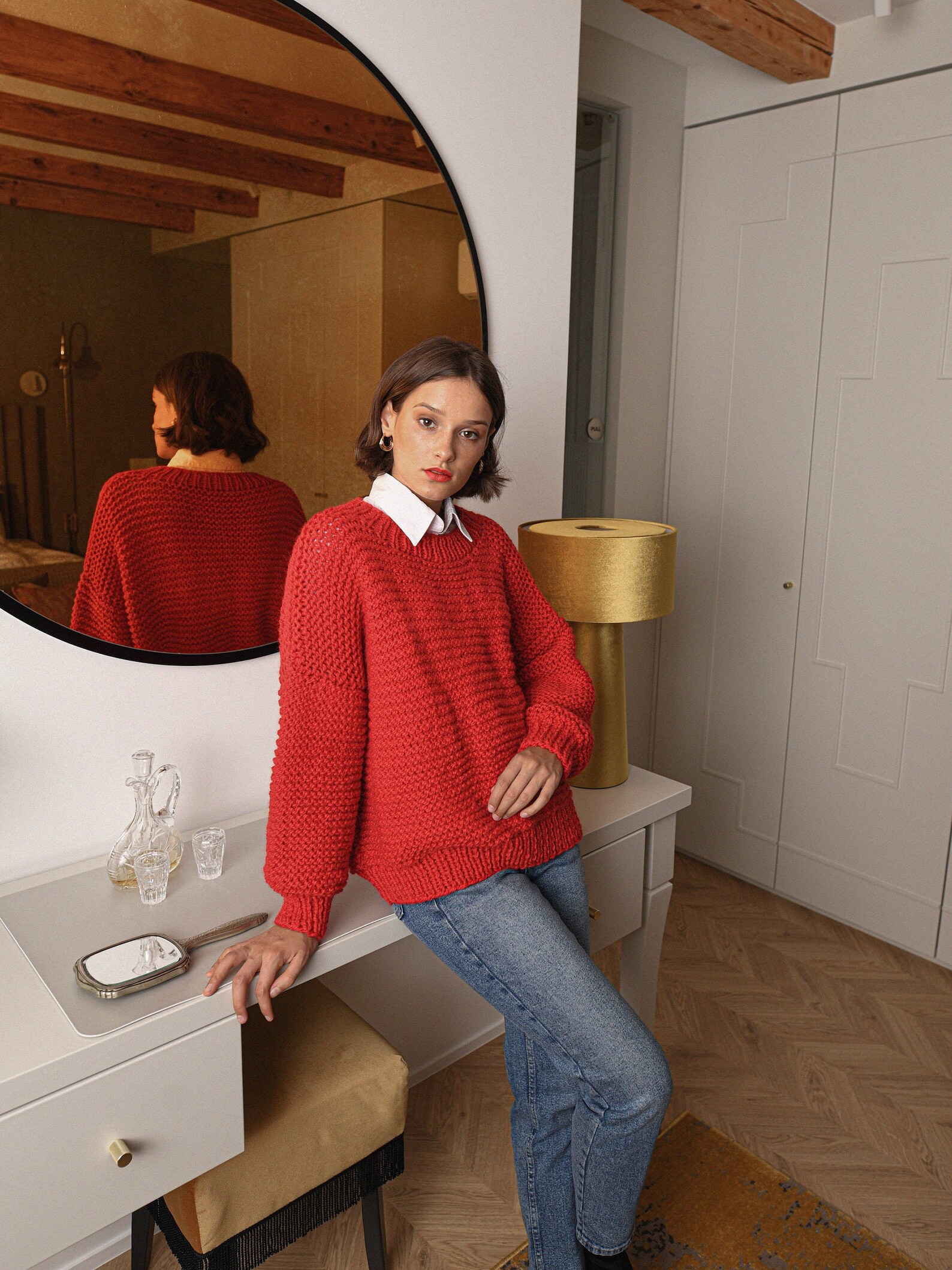 Red Oversize Alpaca Sweater Chunky Scarlet Red Wool Jumper - Etsy