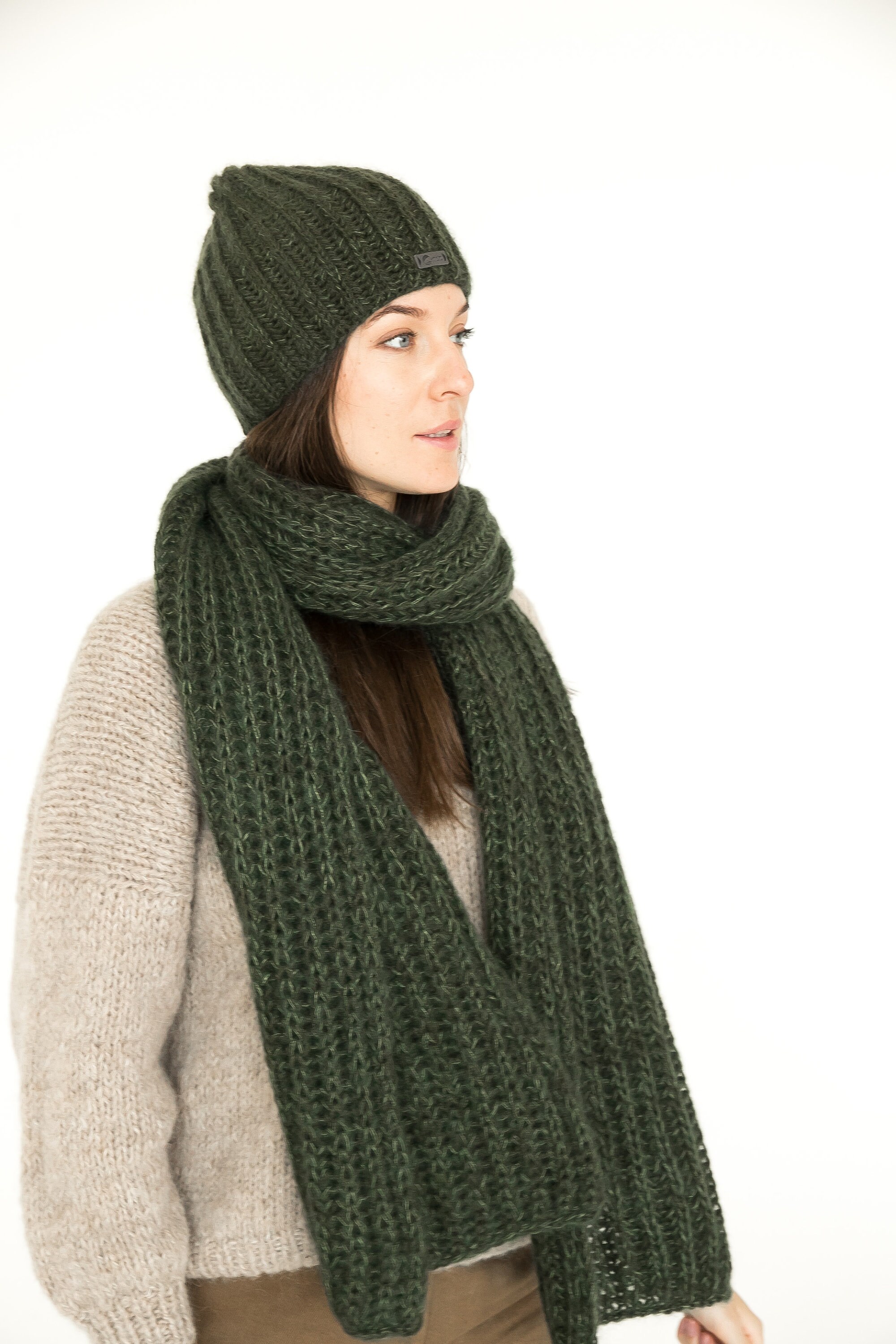 Knit Hat and Scarf Set. Lovely Women's Mohair Scarf and Mohair Hat ...