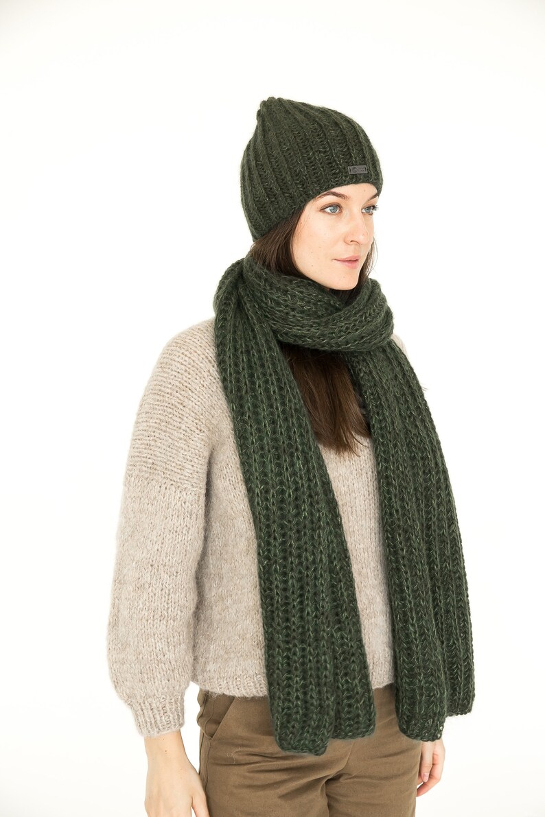 Knit Hat and Scarf Set. Lovely Women's Mohair Scarf and Mohair Hat ...