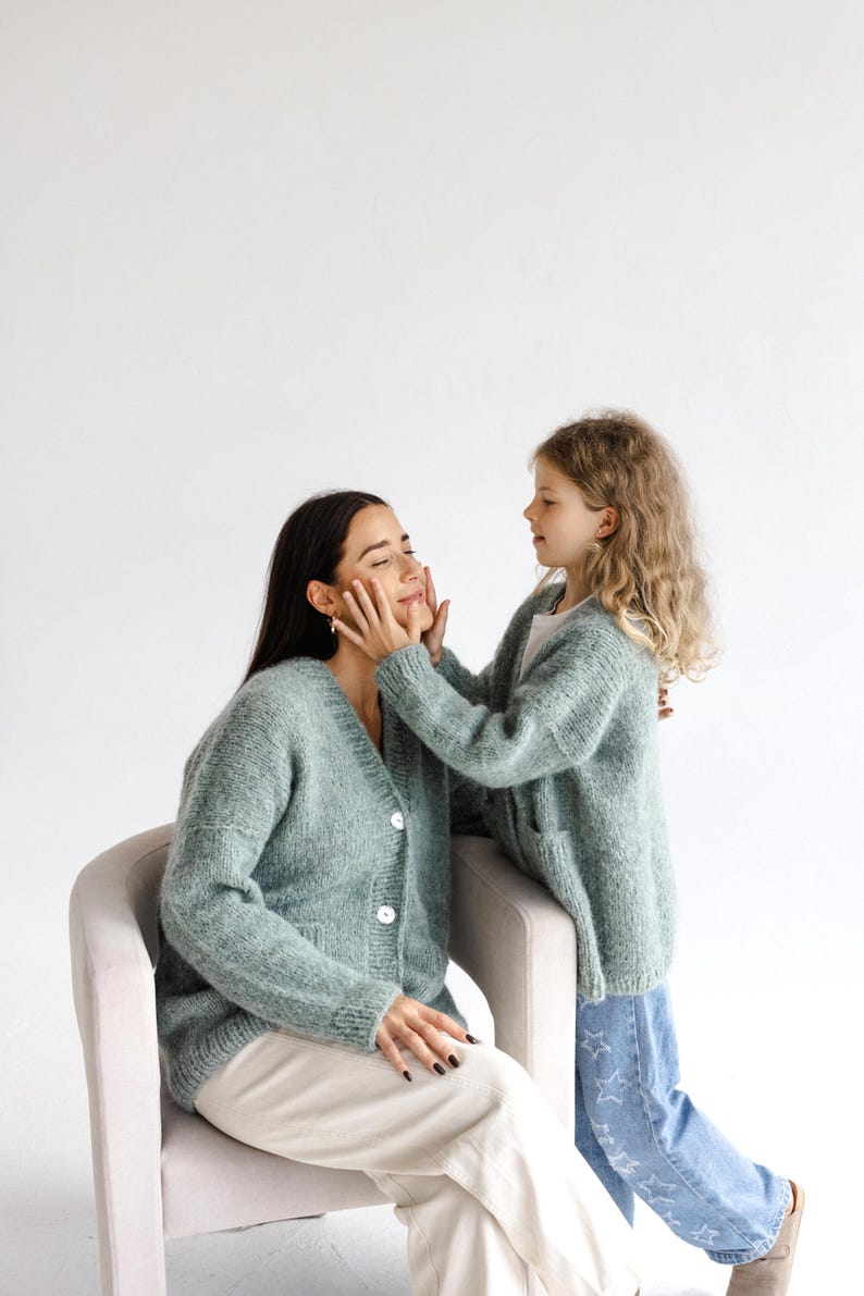 Matching Mommy and Me Cable Knit Cardigans, Green Me & Mini Me, Mother ...