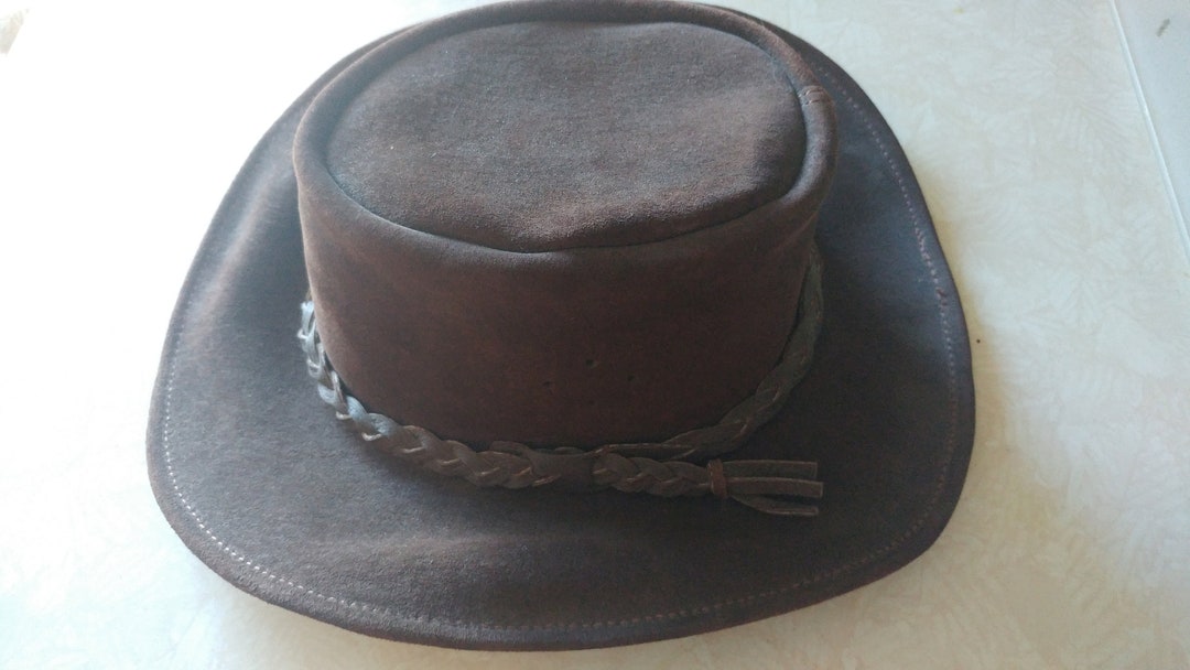 Walk About Real Leather Hat Australia Cowboy Size XS Brown - Etsy