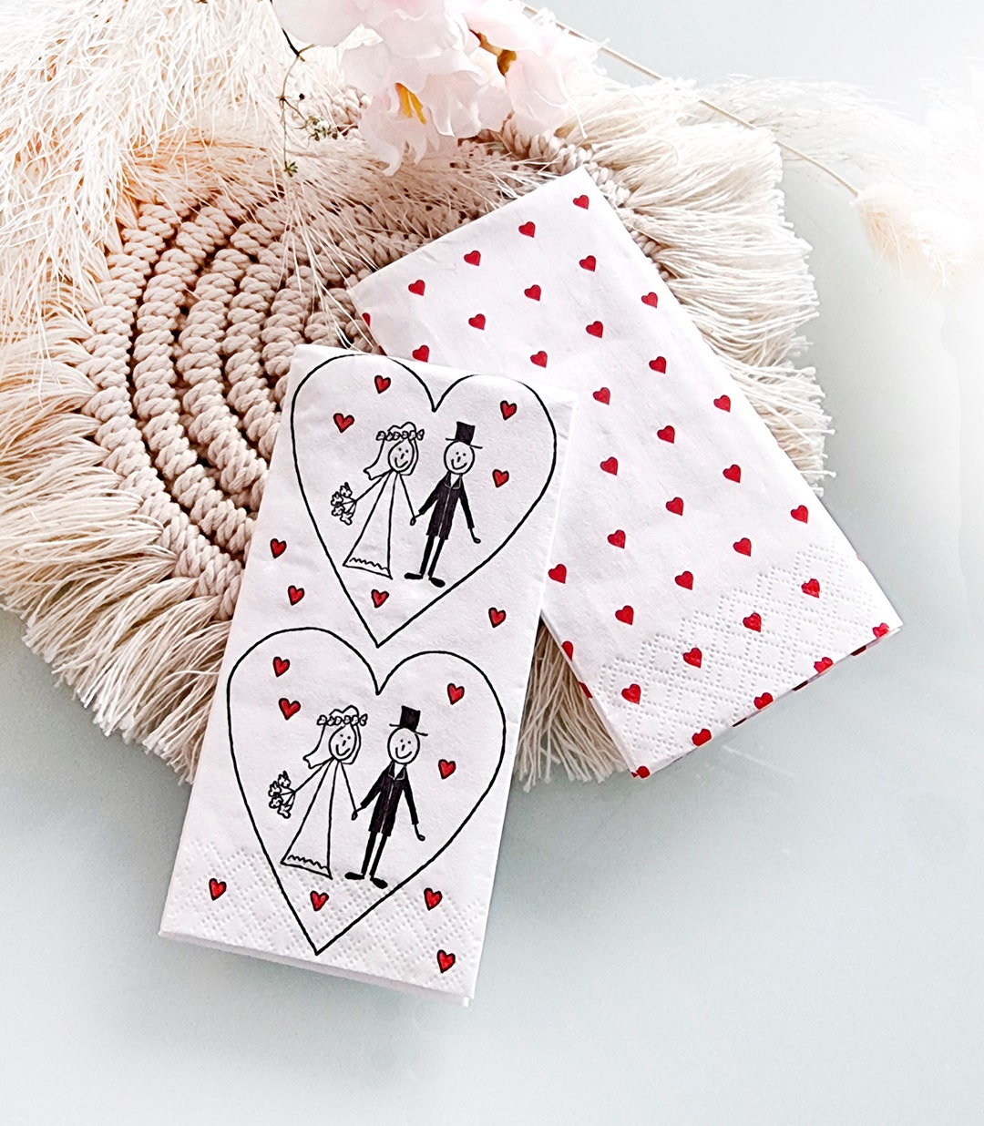 Handkerchiefs Motif Hearts or Bride and Groom Tears of Joy - Etsy