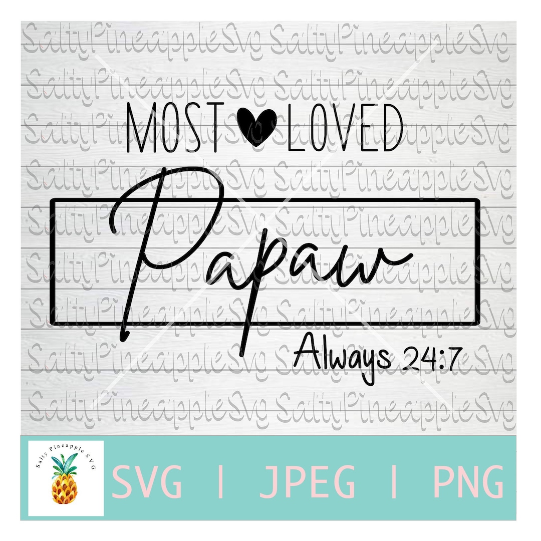 Most Loved Papaw, Papawsquare Svg, Fathers Day, Grandpa Shirt, Svg File ...