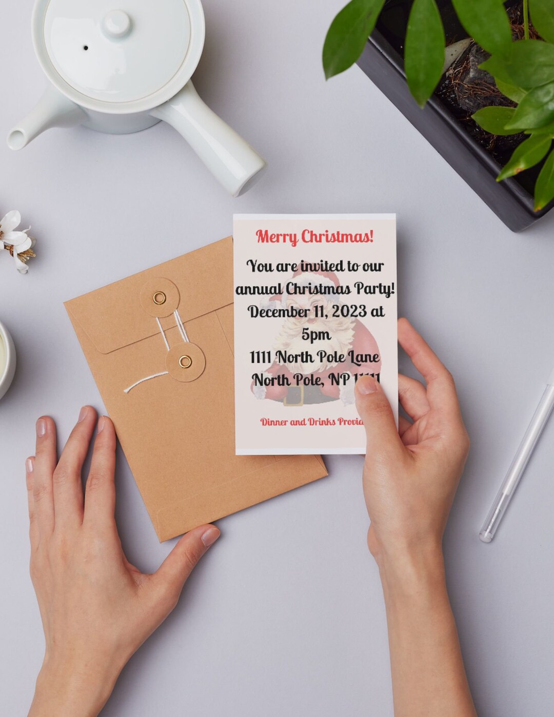 Editable, Digital Christmas Party Inviation, Santa E-invite, Canva ...