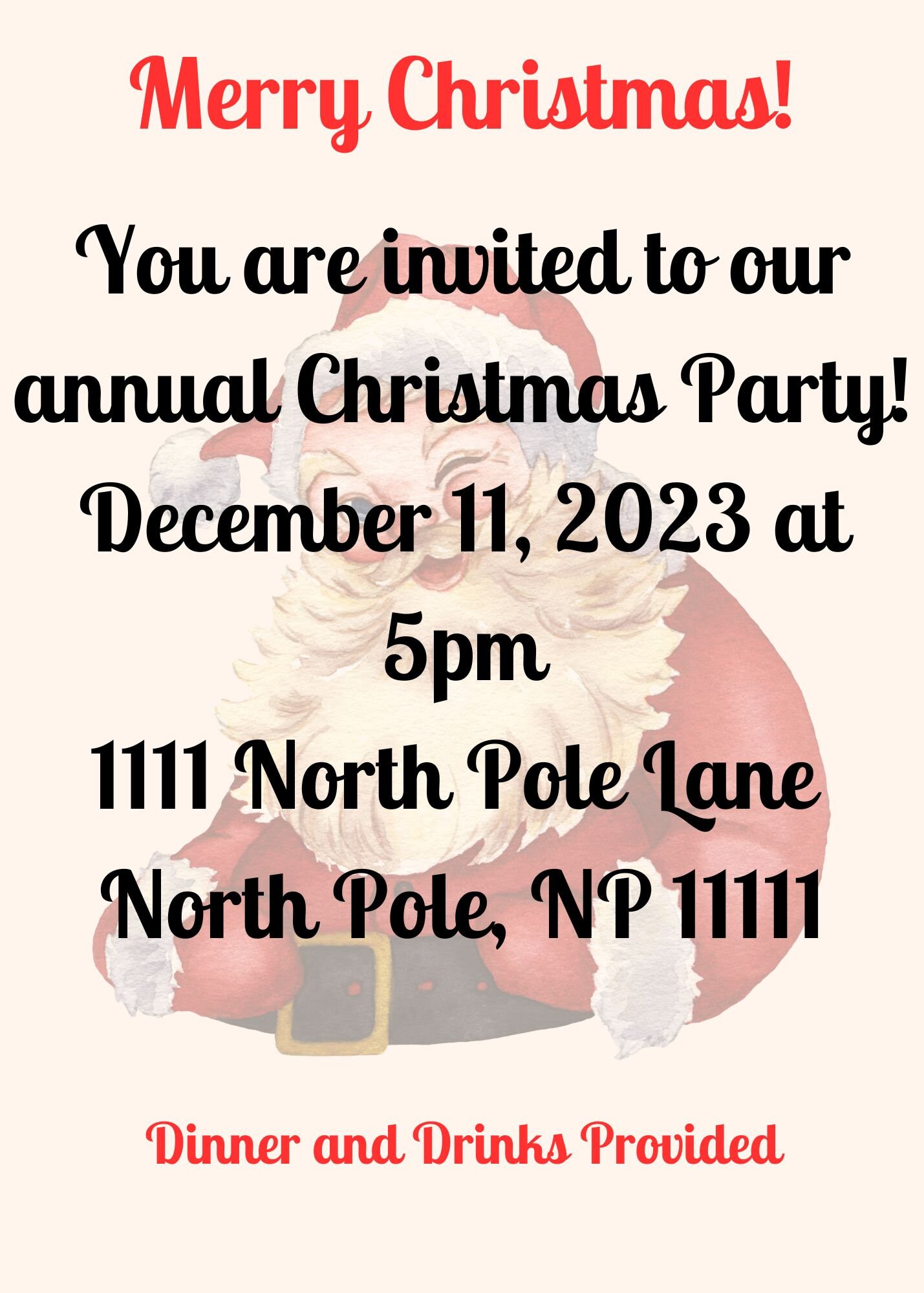 Editable, Digital Christmas Party Inviation, Santa E-invite, Canva ...