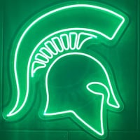 Michigan State University MSU Spartan Sparty Helmet LED Neon Sign - 17. ...