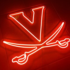 University of Virginia 'V' With Sabres LED Neon Sign - 21.7" W X 17.5 ...
