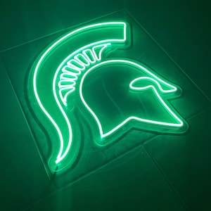 Michigan State University MSU Spartan Sparty Helmet LED Neon Sign - 17. ...