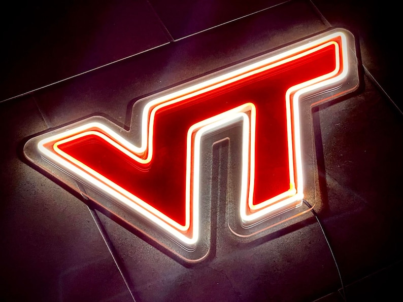 Virginia Tech Primary Athletics Mark VT LED Neon Sign - 23" W X 11.8" H ...