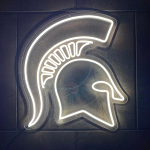 Michigan State University MSU Spartan Sparty Helmet LED Neon Sign - 17. ...