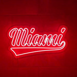 Miami University Script With Swoosh LED Neon Sign - 22.5" W X 11.9" H ...
