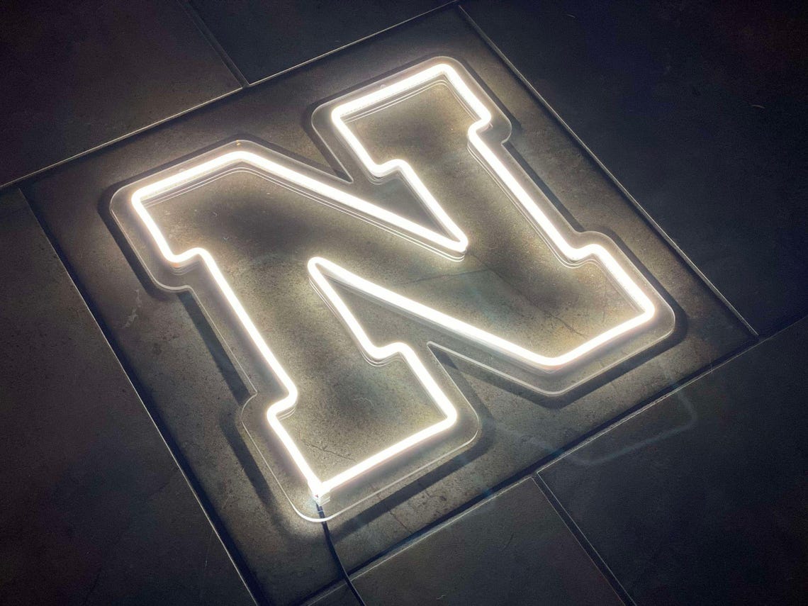 University of Nebraska 'N' Primary Mark LED Neon Sign - 15.75" W X 15. ...