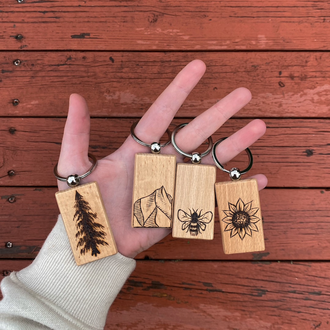 Wood Burned Keychains - Etsy