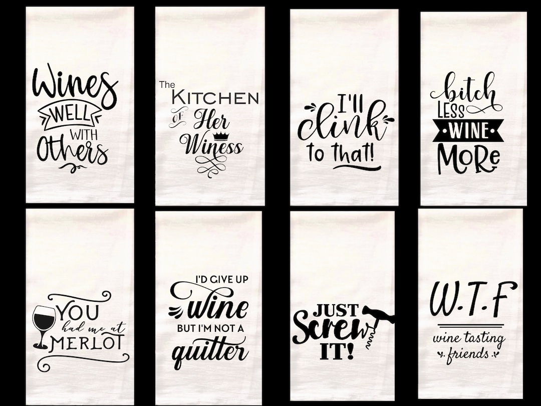 Wine Kitchen Towel Bundle, Funny Wine Towel, Pun Towel, Hostess Gift ...